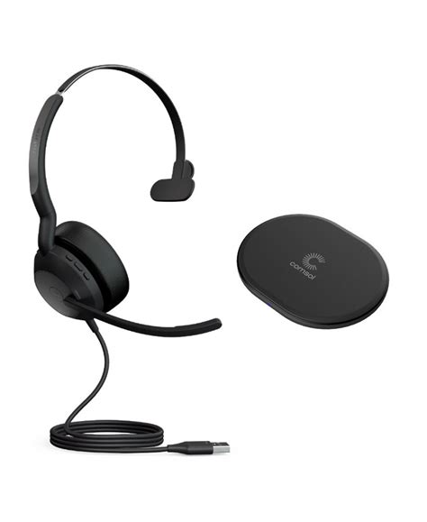 Jabra Evolve Ms Usb A Bluetooth Mono Wired Headset With Comsol W Wireless Charging Pad In