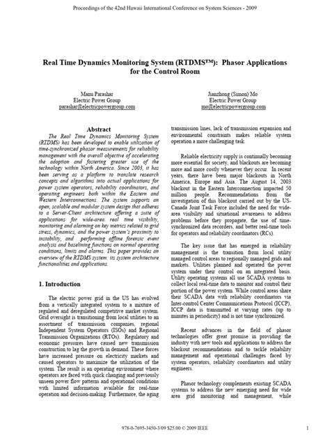 Real Time Phasor Monitoring For Grids Pdf Spectral Density