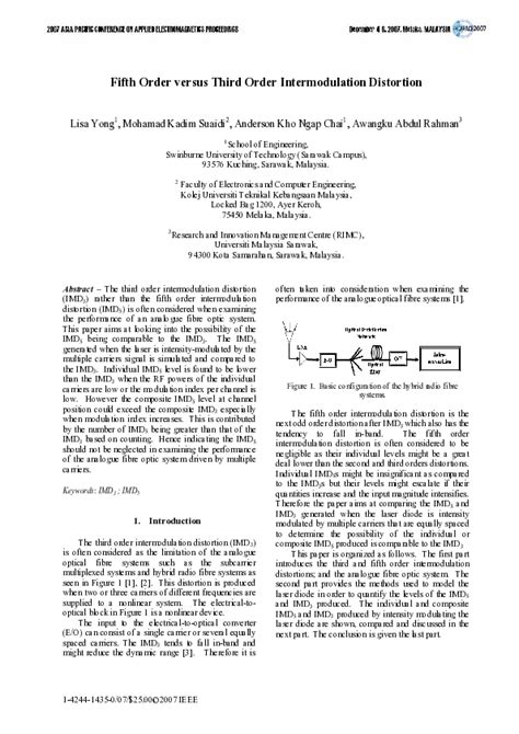 Pdf Fifth Order Versus Third Order Intermodulation Distortion Arif