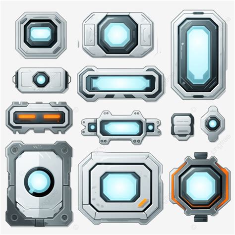Game Buttons And Frames In Sci Fi Style Design Elements For Menu And User Interface Vector