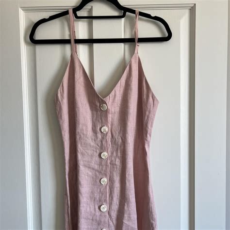 Reformation Linen Baby Pink Mini Dress Button Down Depop