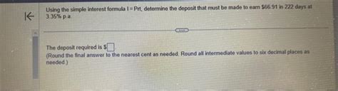 Solved Using The Simple Interest Formula I Prt Determine Chegg