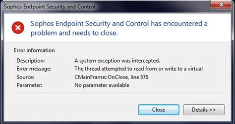 Sophos Endpoint Security And Control Error Opening