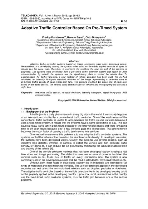 pdf adaptive traffic controller based on pre timed system