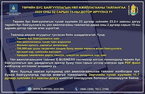 Төрийн бус байгууллагын үйл ажиллагааны тайлангаа 2025 оны 02 дугаар