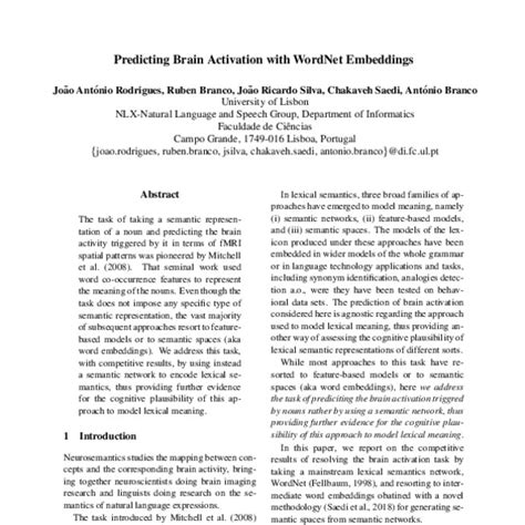 Predicting Brain Activation With Wordnet Embeddings Acl Anthology