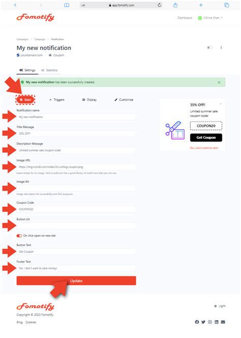 Basic Settings Fomotify