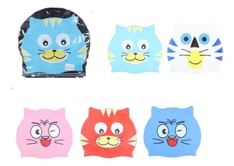Pack 6 Gorro Natación Unisex Piscina Baño Figuras Color Variados Diseño De La Tela Silicona