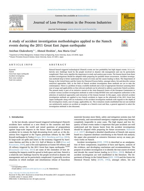 Pdf A Study Of Accident Investigation Methodologies Applied To The