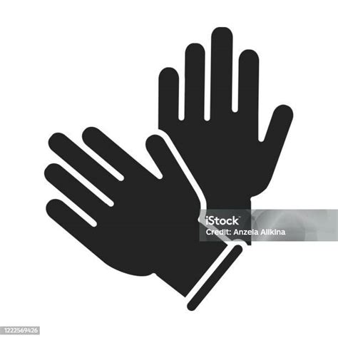 고무 청소 장갑 검은 문말 아이콘입니다 오염에 대한 손 보호 웹 페이지 모바일 앱 프로모션에 대한 픽토그램 Ui Ux Gui 디자인 요소입니다 가사 집안일에 대한 스톡 벡터