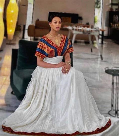 Eritrean And Ethiopian Habesha Traditional Dress Zuriya Kemis