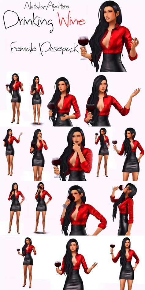 Drinking Wine Female Posepack Natalia Auditore Sims Haus Mensch