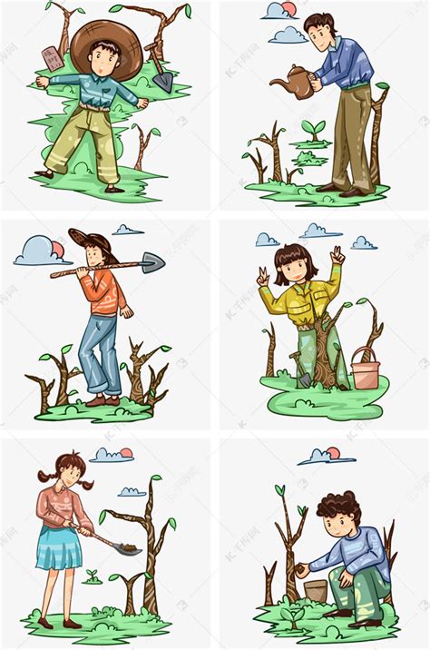 植树节人物插画合集素材图片免费下载 千库网