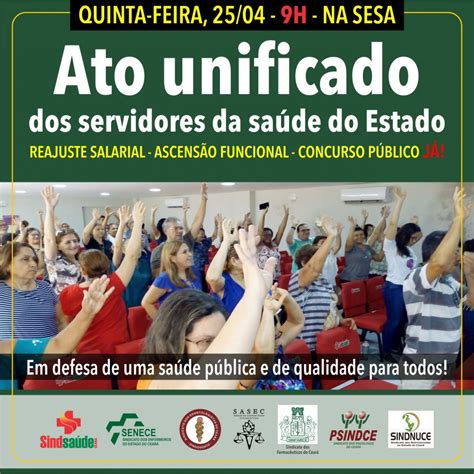 Servidores realizam ato unificado na Secretaria Estadual da Saúde nesta