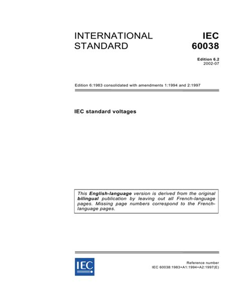 Iec Standard Voltages Iec 60038