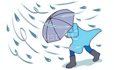 暴風雨で傘をさして歩く人イラスト No 24186588／無料イラストフリー素材なら「イラストac」