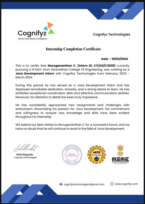 Murugananthan Chinnaiyan On Linkedin Internshipcompletion