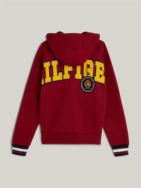 Boxy Fit Hoodie Mit Varsity Applikation Rot Tommy Hilfiger