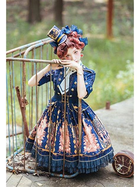 Dark Blue Nutcracker Fantasy Night Print Ruffle Trim Middle Sleeves