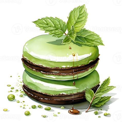 Dessert Chocolate And Matcha Watercolor Sublimation Ai Generative