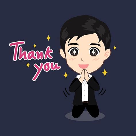 Un Dessin Animé Exprimant Sa Gratitude Vecteur Premium