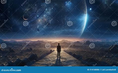 At The Edge Of Universe Surreal Mystical Fantasy Artwork Stock