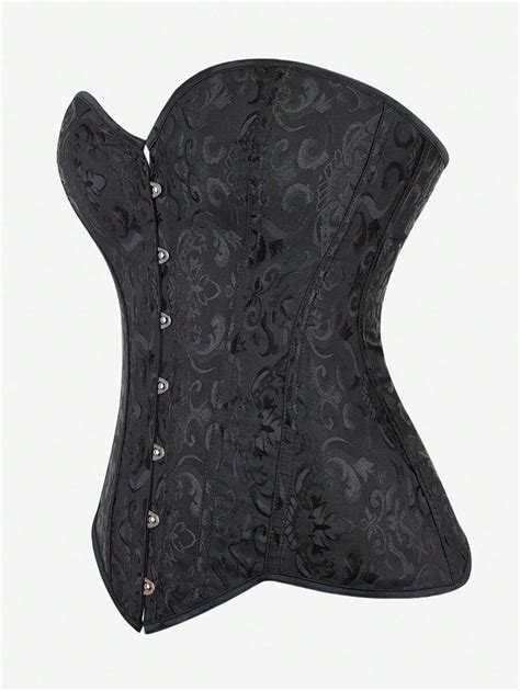 Women Overbust Corset Top Long Length Jacquard Palace Underbust