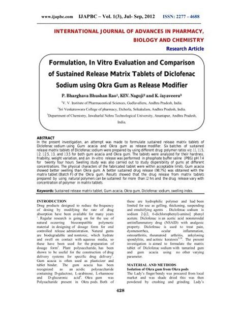 Formulation In Vitro Evaluation And Comparison Of Ijapbc