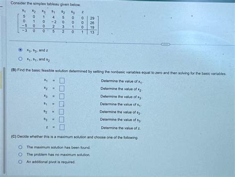 Solved Consider The Simplex Tableau Given Below