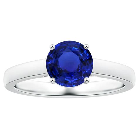 Customizable Angara Bezel Set Gia Certified Round Blue Sapphire