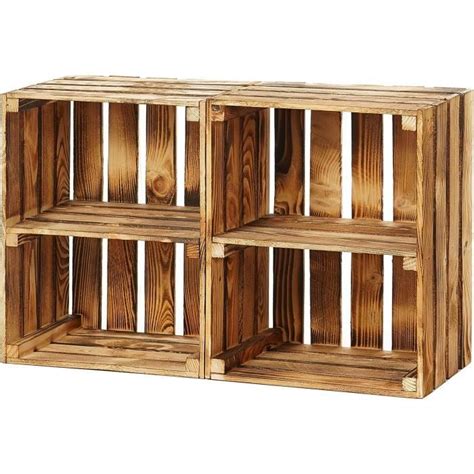 Caisse En Bois Flammé Flame Box Avec Étagère Verticale Lot De 2