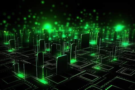 Premium Ai Image Digital Data Structure Neon Lights On Black Background