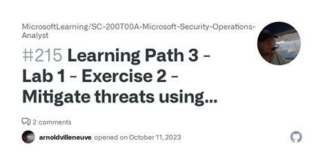Learning Path 3 Lab 1 Exercise 2 Mitigate Threats Using Microsoft