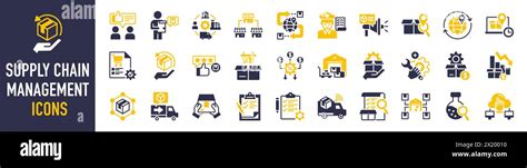 Set Of Icons Related To Supply Chain Management Value Chain Logistic