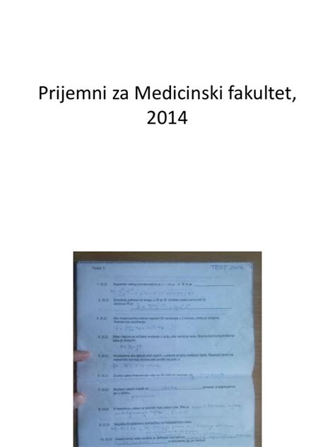 Prijemni Za Medicinski Fakultet 2014 Pdf
