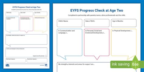 EYFS Progress Check At Age Two Informal Form Twinkl