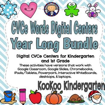 CVCe Rhyming Words Year Long Digital Liteacy Centers For Google Classroom