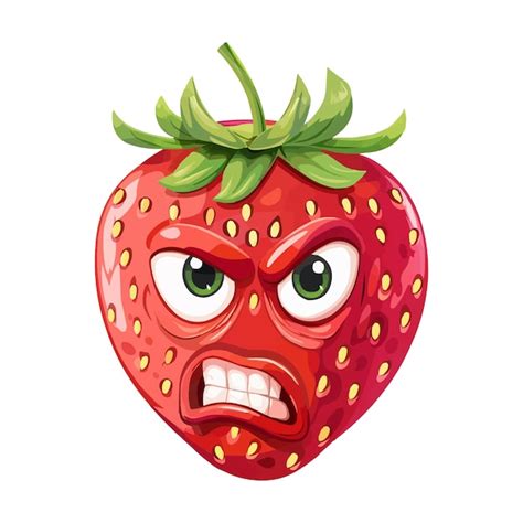 Premium Vector A Drawing Of A Strawberry With A Face Drawn On It
