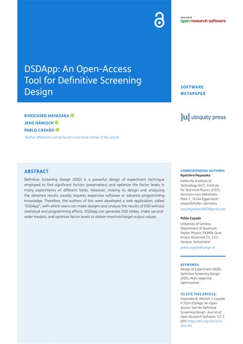 Pdf Dsdapp An Open Access Tool For Definitive Screening Design