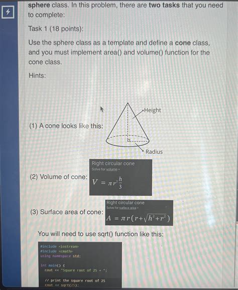 Solved Sphere Class In This Problem There Are Two Tasks