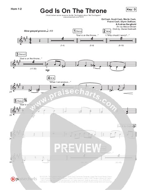 God Is On The Throne Choral Anthem SATB French Horn Sheet Music PDF We The Kingdom Arr