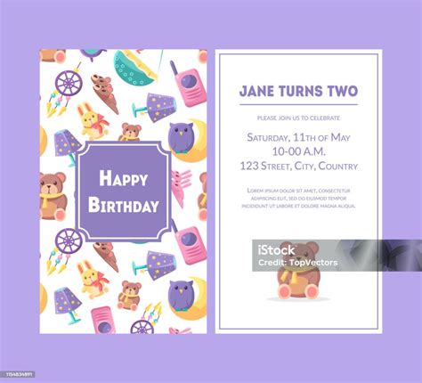 Kartu Ucapan Selamat Ulang Tahun Template Undangan Pesta Violet Untuk