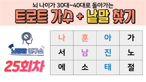 70대 99가 안풀어서 후회한 뇌나이가 어려지는 퀴즈 치매예방 트로트 가수 퀴즈 낱말퀴즈 단어퀴즈 치매예방활동 뇌팔팔연구소 Youtube