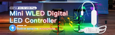 Gledopto Wled Esp32 Mini Led Strip Controller Rgb Ic Digital With Mic Music Sound