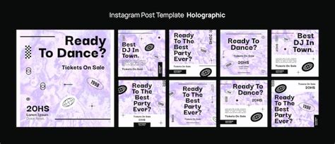 Free Psd Holographic Effect Instagram Posts Template