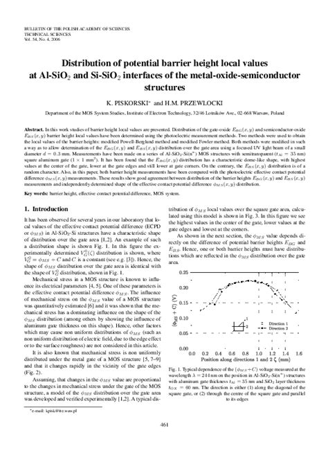 Pdf Distribution Of Potential Barrier Height Local Values At Al Sio2 And Si Sio2 Interfaces Of