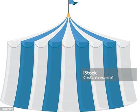 Circus Tent向量圖形及更多馬戲團帳篷圖片 馬戲團帳篷 條紋 藍色 Istock