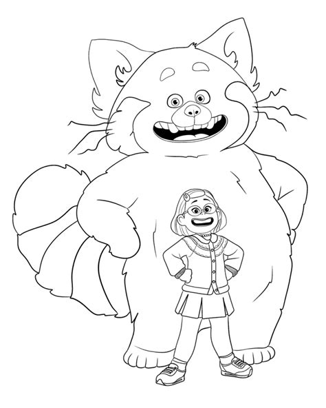 Turning Red Coloring Pages Red Panda And Girl Mei Lee Coloring Pages