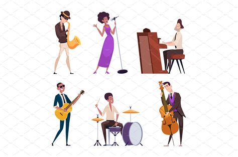 Jazz characters. Music band with – MasterBundles