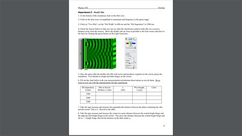 Solved Physics On Line Experiment Double Slits At Chegg